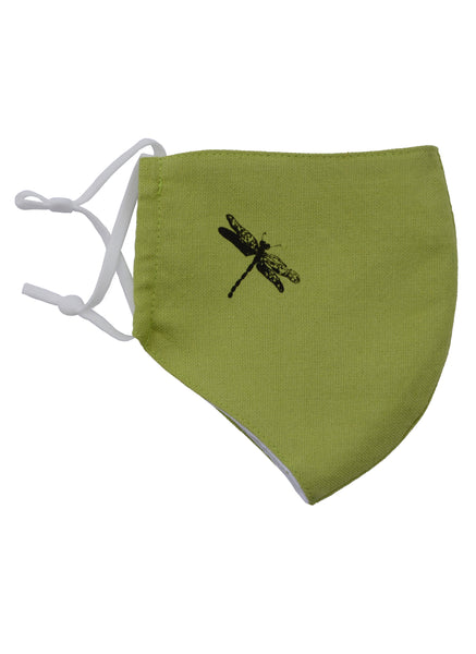 Cotton Face Mask with Linen Lining Dragonfly Green – Rain Goose Textiles